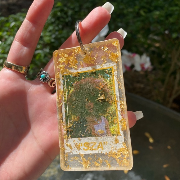Accessories | Sza Gold Silver Hardware Keychain Bag Charm Resin Art ...